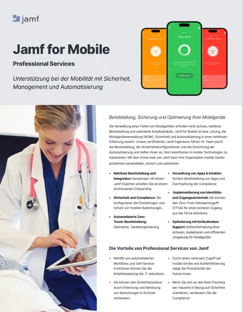 Jamf for Mobile Professional Services - Bereitstellung, Sicherung und Optimierung Ihrer Mobilgeräte