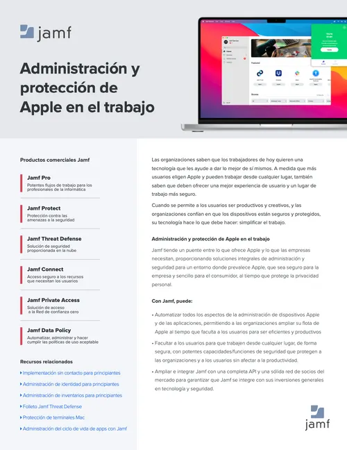 Administración y protección de Apple en el trabajo