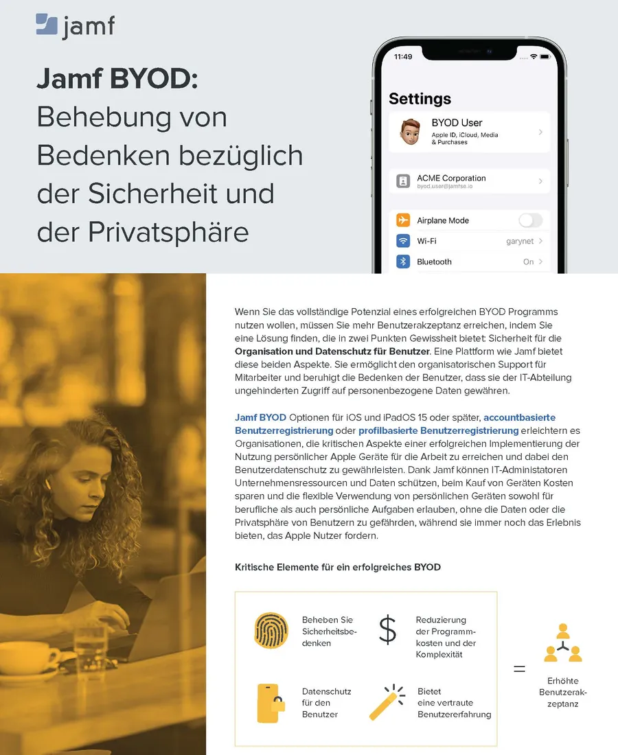 Jamf BYOD: Behebung von Bedenken bezüglich der Sicherheit und der Privatsphäre