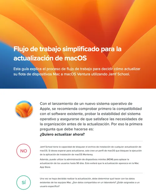 Flujo de trabajo simplificado para la actualización del macOS con Jamf School | Jamf