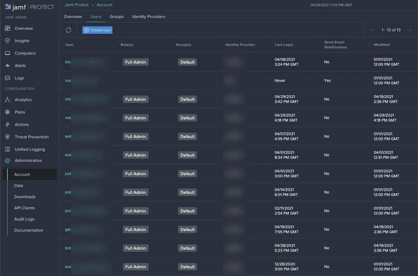 Jamf Protect alerts in emails and new roles