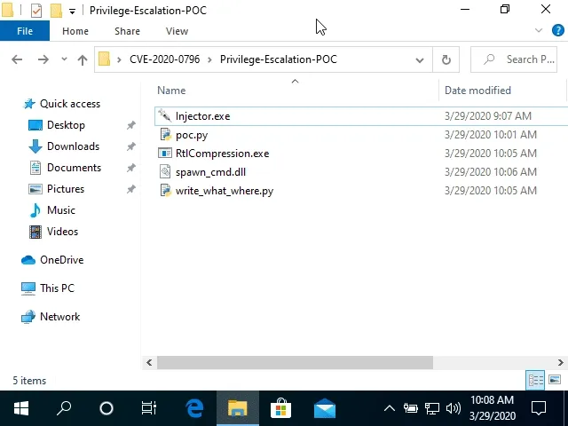 Exploiting SMBGhost (CVE-2020-0796) for a Local Privilege Escalation