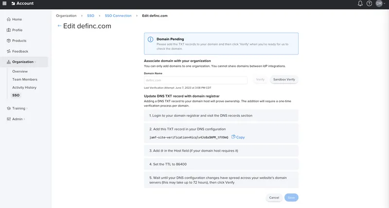 How to configure identity provider (idP) in Jamf Account.