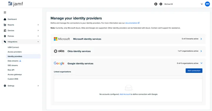 Google Identity Provider + Jamf. Mobile authentication guide