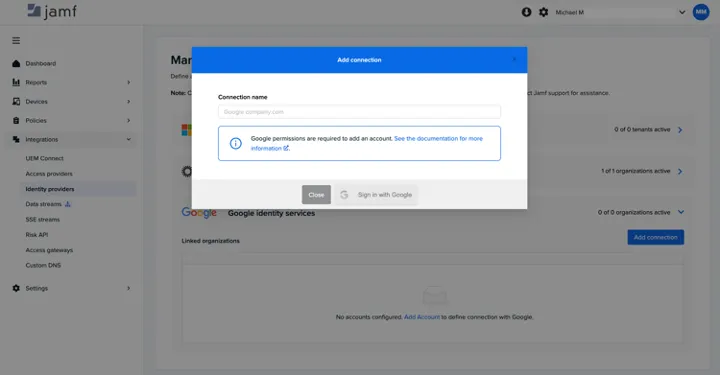 Google Identity Provider + Jamf. Mobile authentication guide