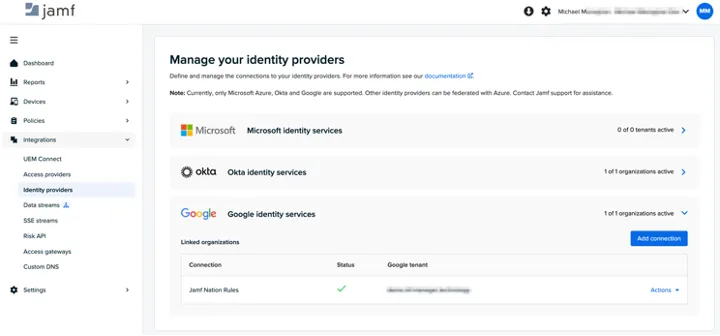 Google Identity Provider + Jamf. Mobile authentication guide
