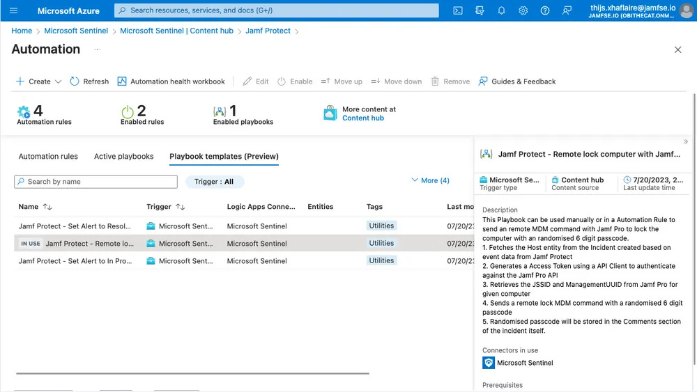 Jamf Protect integrates with Microsoft Sentinel