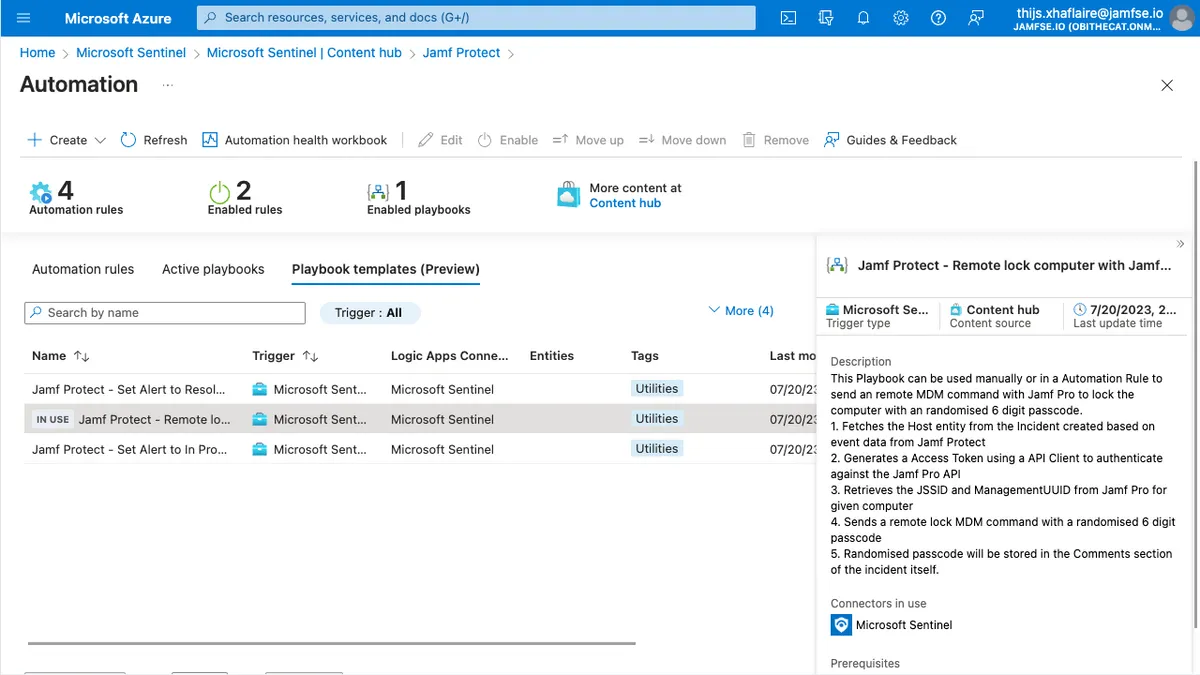Jamf Protect integrates with Microsoft Sentinel