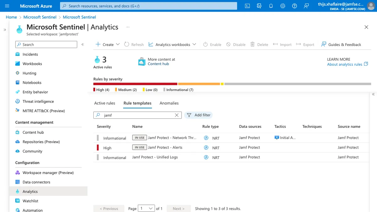 Jamf Protect integrates with Microsoft Sentinel