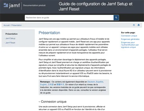 Guide de configuration de Jamf Setup et Jamf Reset | Jamf