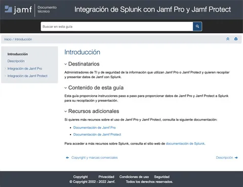 Integración de Splunk con Jamf Pro y Jamf Protect | Jamf
