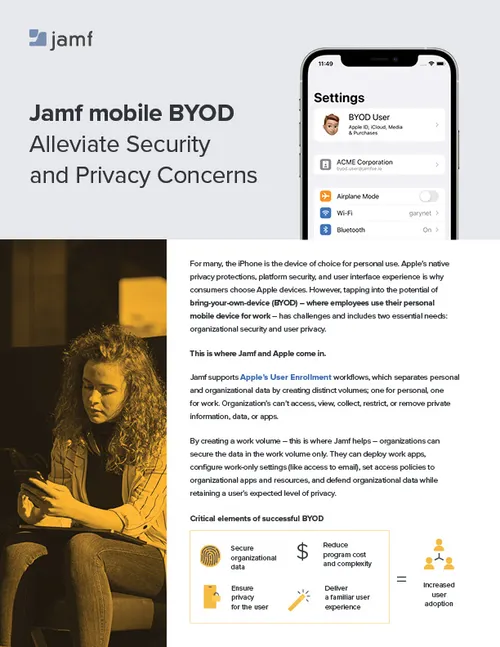Jamf BYOD: Alleviate Security and Privacy Concerns