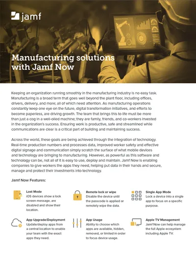 Manufacturing solutions with Jamf Now